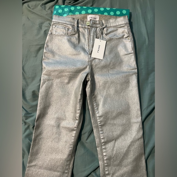 Frame Denim | Jeans | Metallic Silver Jeans | Poshmark